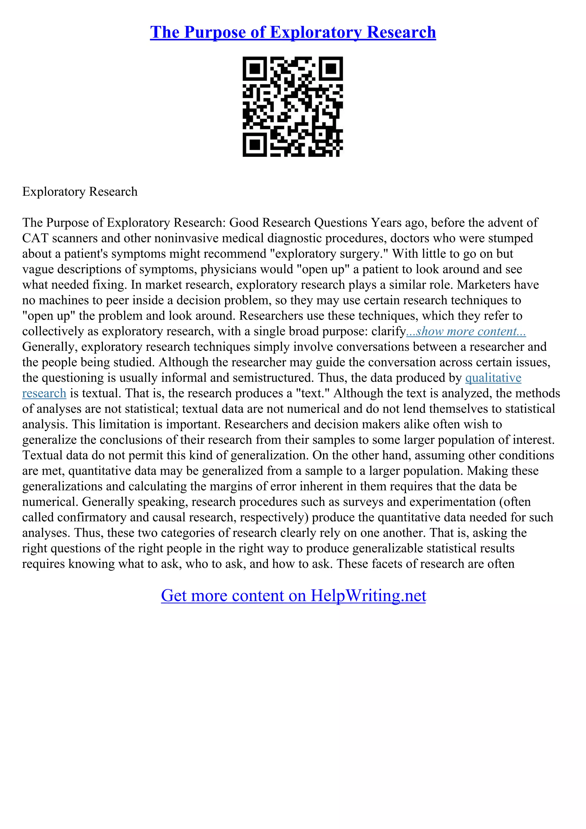 Exploratory Essay Example | PDF