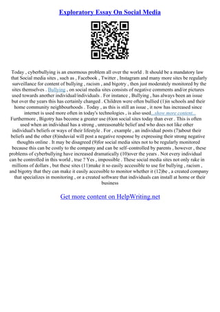 Exploratory Essay Example | PDF