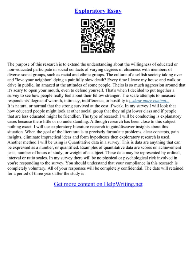 Exploratory Essay Sample | PDF