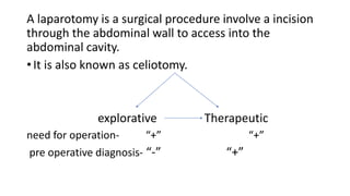 EXPLORATORY LAPROTOMY indications and procedure.pptx | Digestive Disorders | Diseases and Conditions