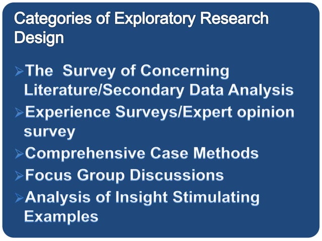 Exploratory Research Design - Meaning and Methods | PPTX