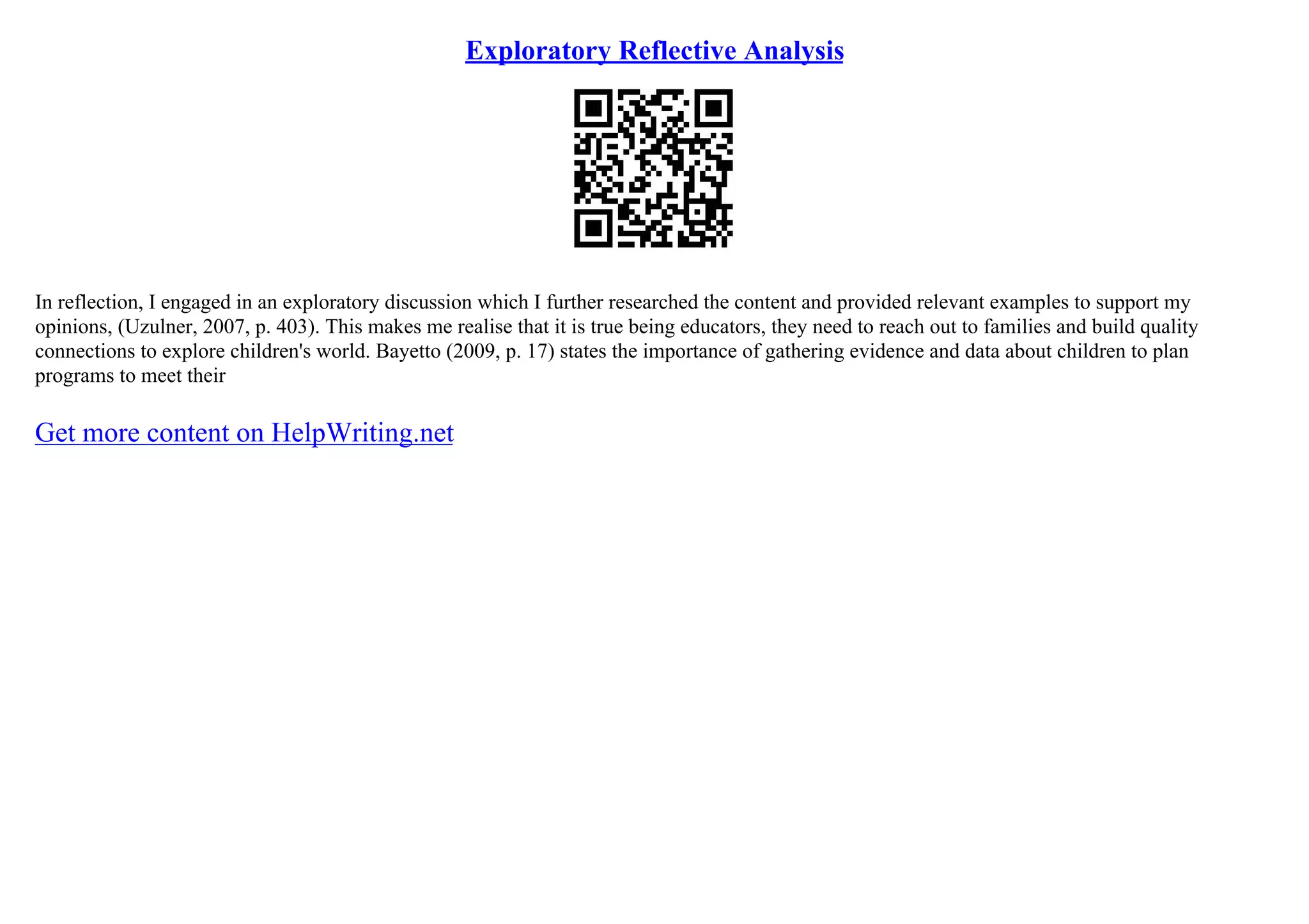 Exploratory Reflective Analysis | PPT