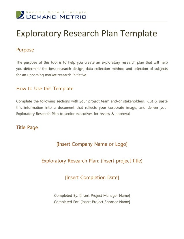 Exploratory Research Plan Template | PDF | Science