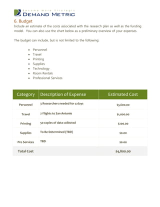 Exploratory Research Plan Template | PDF