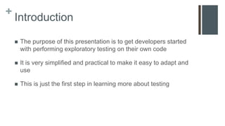 Exploratory Testing for Developers | PPT