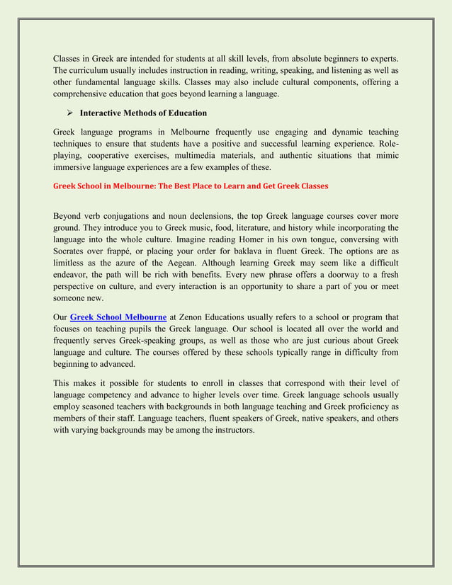 Explore a Best Greek Language School in Melbourne to Get Greek Classes ...