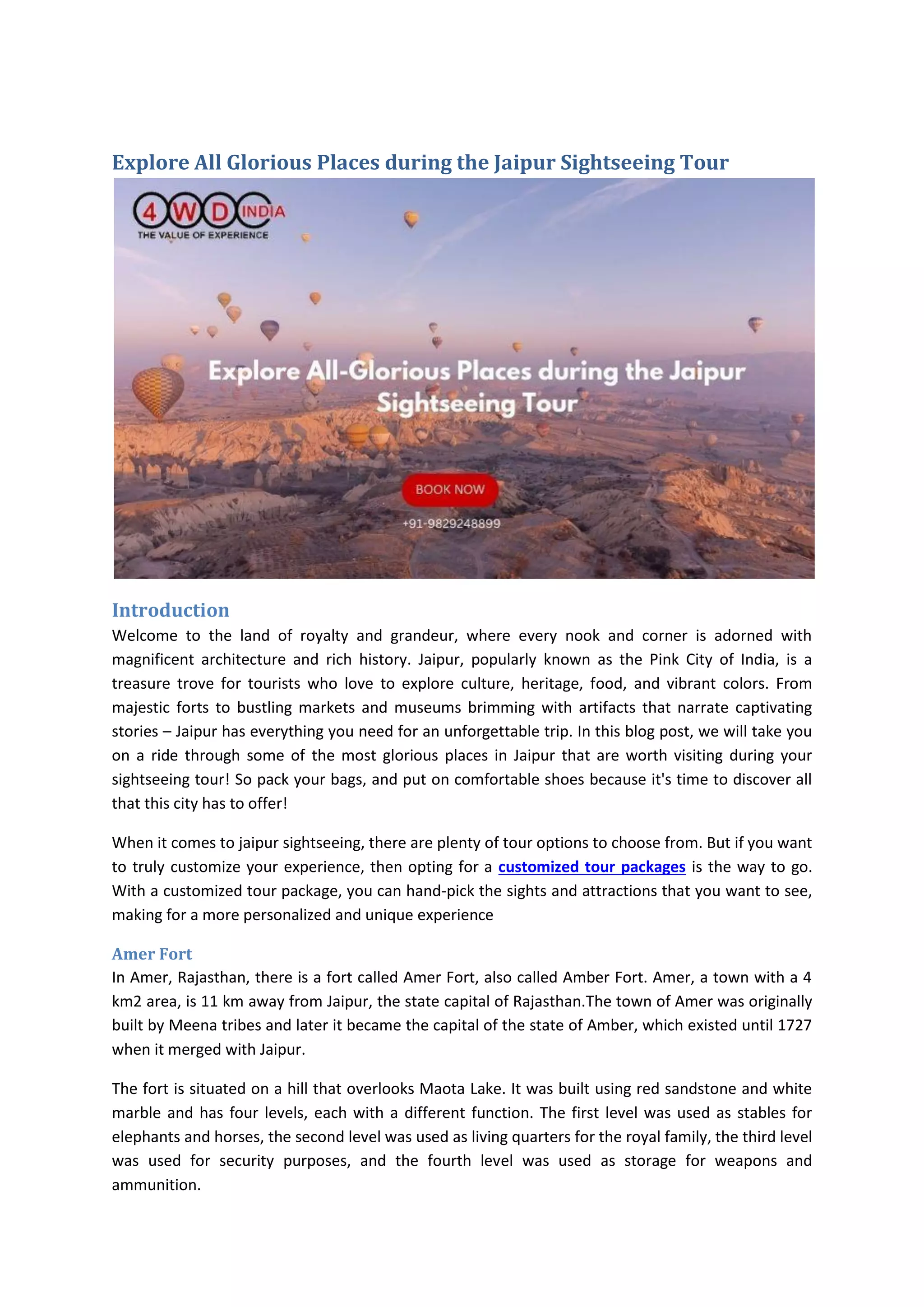 Explore All Glorious Places during the Jaipur Sightseeing Tour.pdf