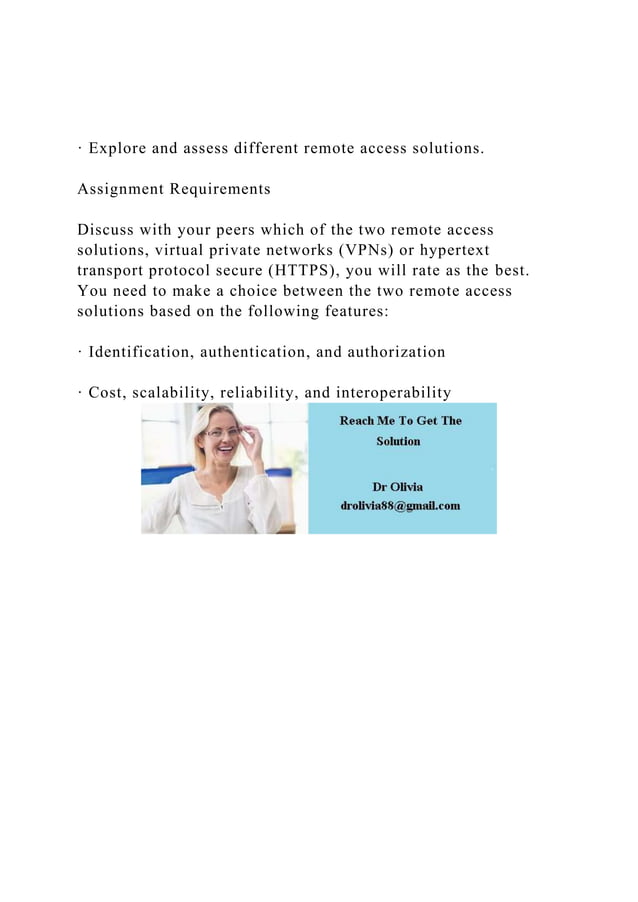 · Explore and assess different remote access solutions.Assig.docx