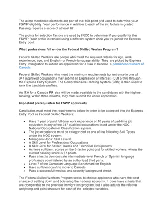 Explore Canada Immigration Program for Federal Skilled Workers.pdf | Careers