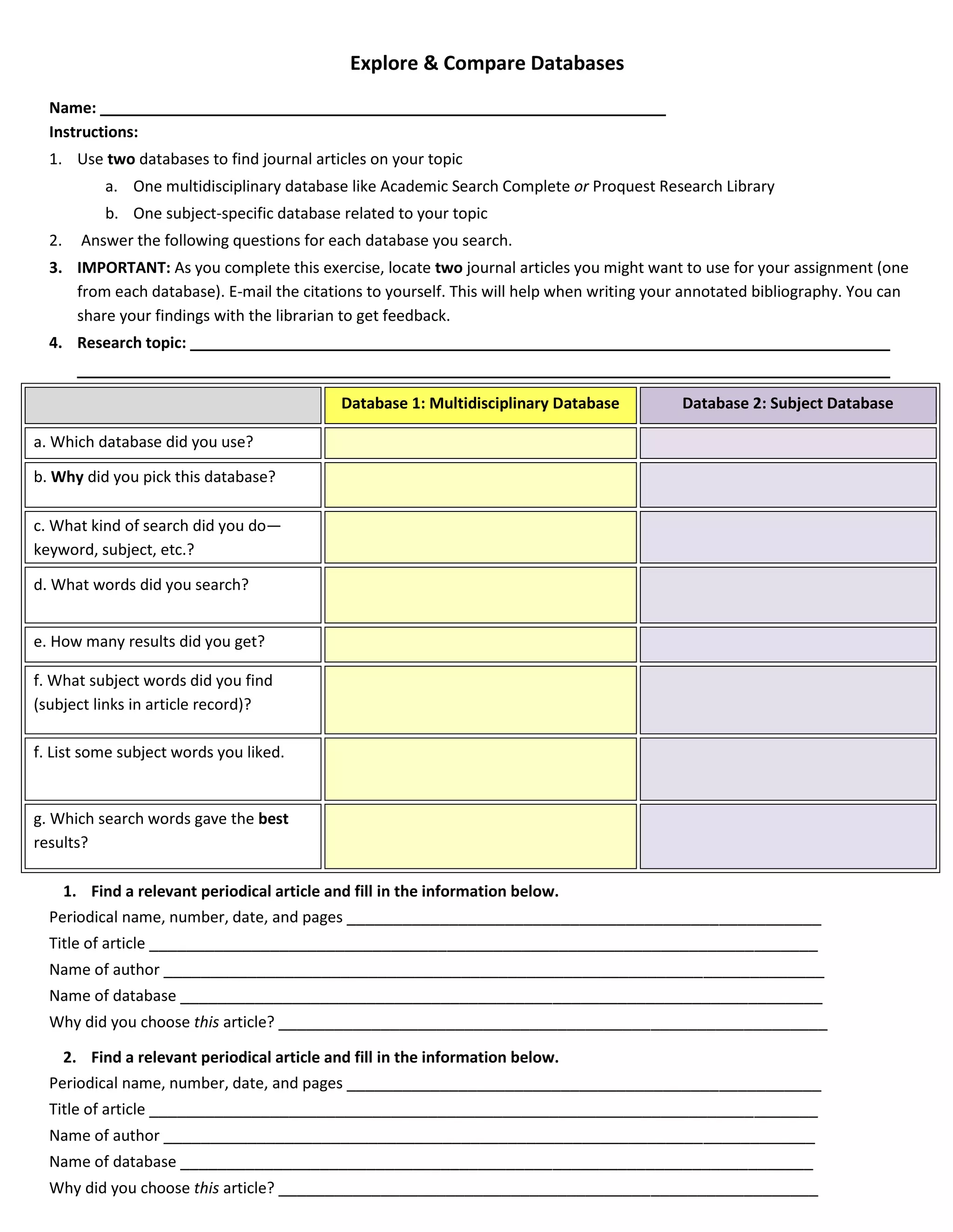 Explore and compare databases | PDF