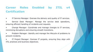 Explore Diverse Career Roles with ITIL v4 Foundation Certification | PPT