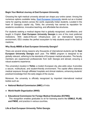 Explore East European University_ Top MBBS Choice in Georgia.pdf
