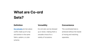 Explore Fashionable Co-ord Sets for Women | PPT