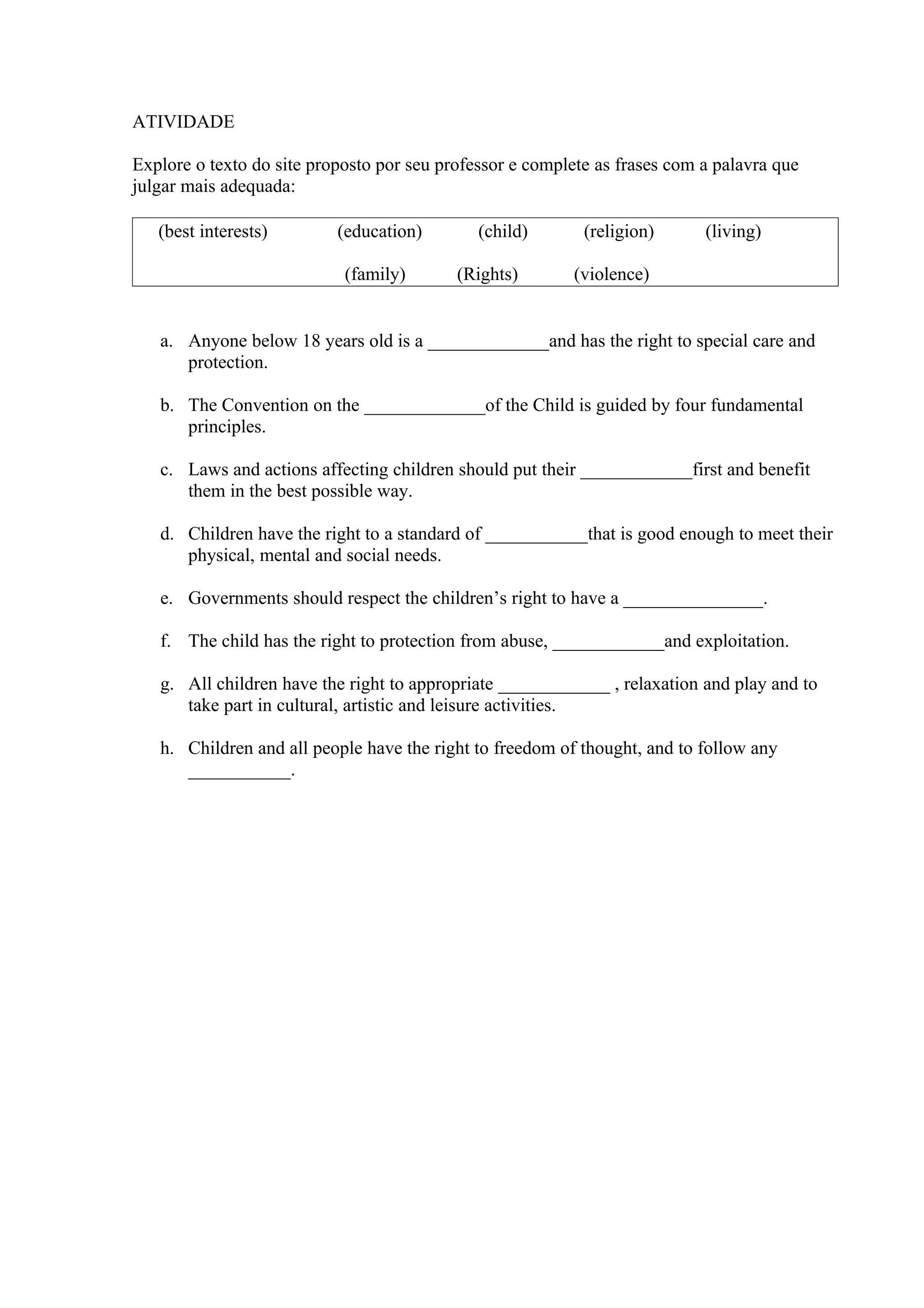 Atividade com o Texto Know Your Rights | DOC