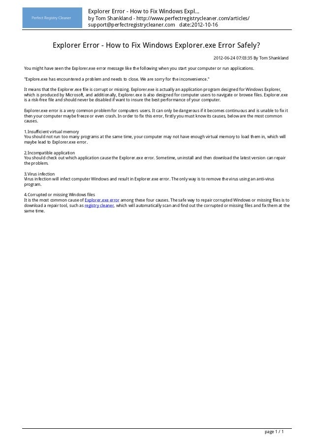 explorer error how to fix windows explorer exe error safely