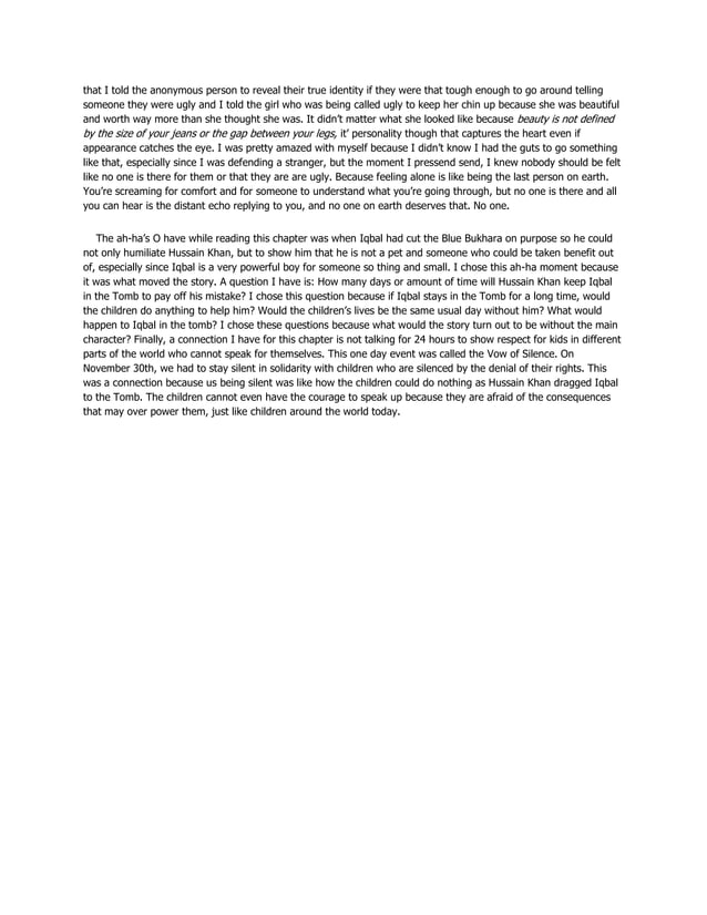 Kim's Explore response iqbal novel study | DOCX