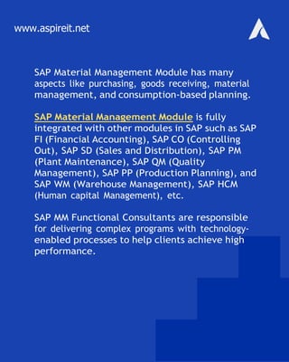 Explore everything about SAP Material Management Module | PDF
