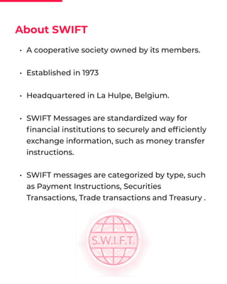 Explore SWIFT - TFMASTERS - Demystifying SWIFT: The Backbone of Global Banking Transactions | PDF
