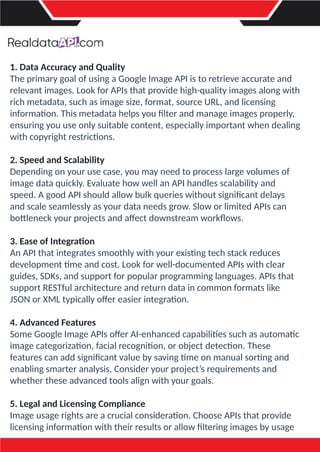 Explore the 10 Best Google Image Search APIs for Web Scraping Images.pptx