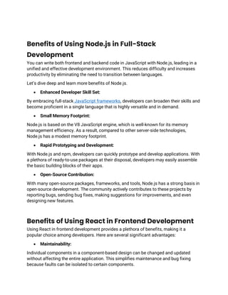 Explore the Benefits of Node.js and React Together in Full-Stack Web Development | PDF