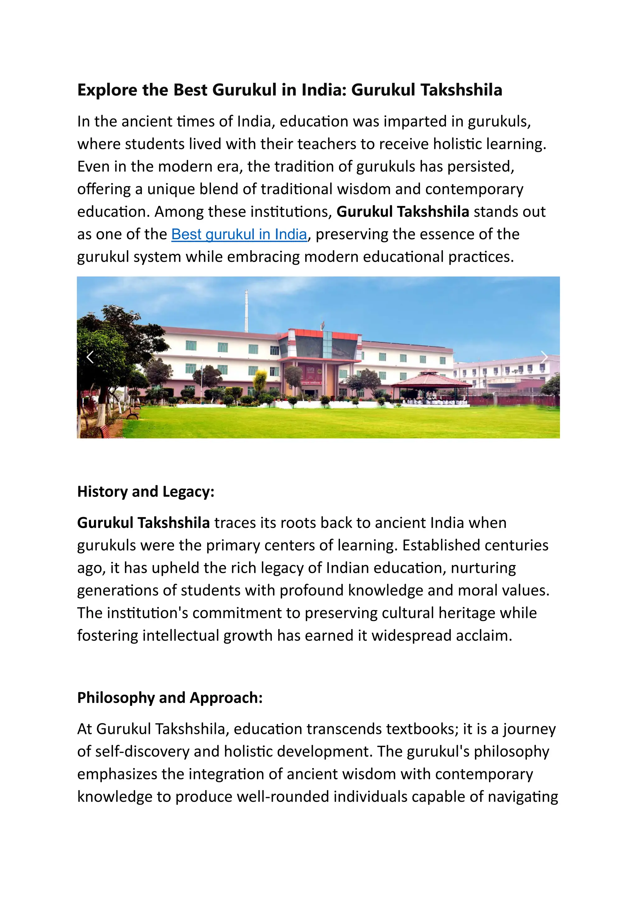 Best Gurukul in India: GurukulTakshshila | PDF