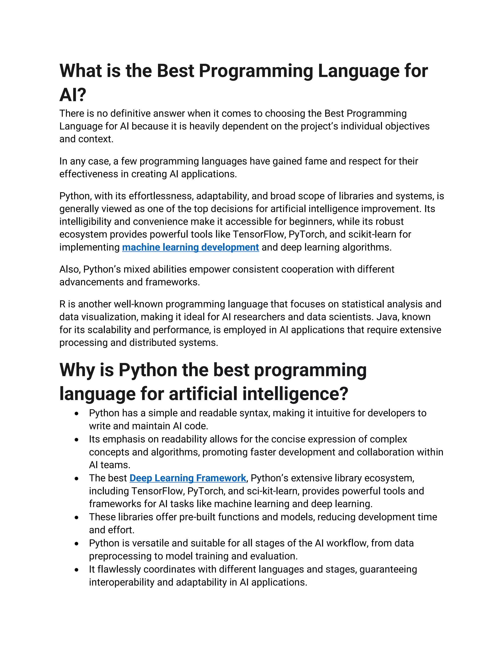 Explore the Best Programming Languages for AI in 2023 | PDF