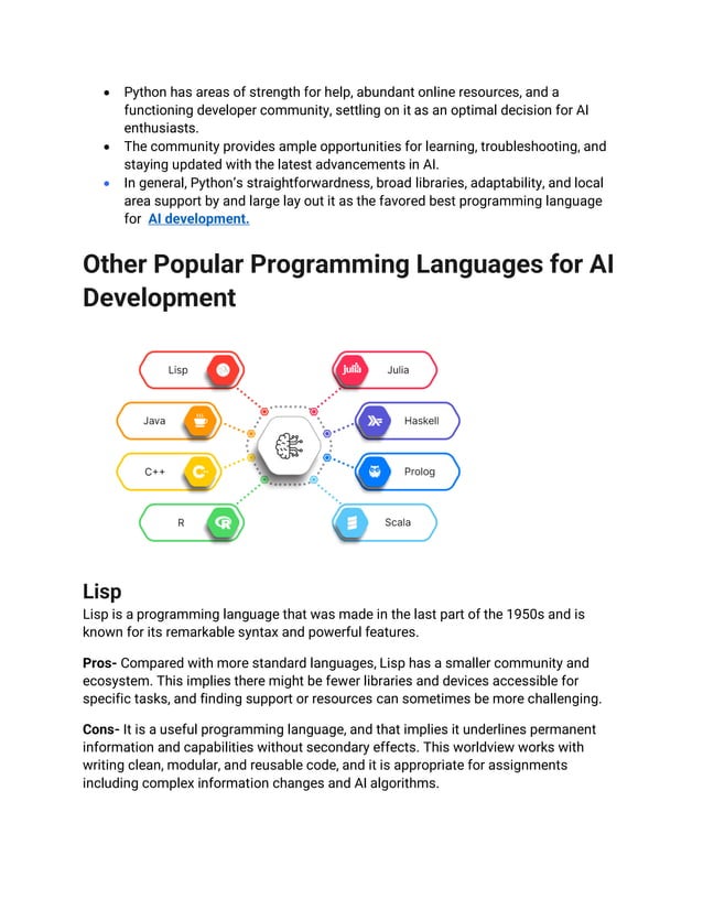 Explore the Best Programming Languages for AI in 2023 | PDF