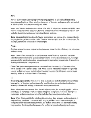 Explore the Best Programming Languages for AI in 2023 | PDF