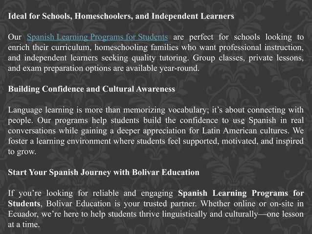 Explore the Best Spanish Learning Programs for Students at Bolivar ...