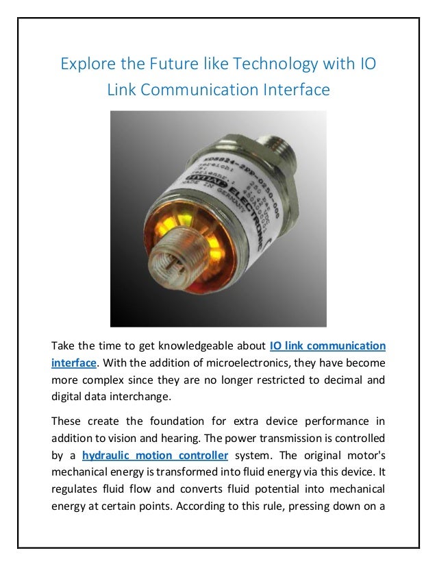Explore the Future like Technology with IO Link Communication Interface | PDF