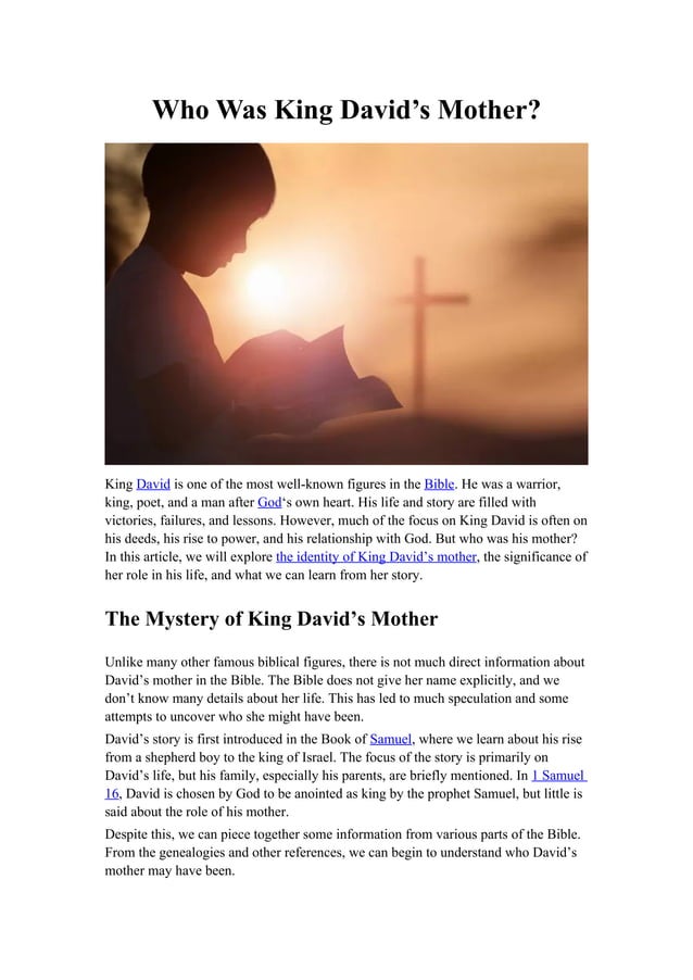 explore the identity of King David’s mother.docx