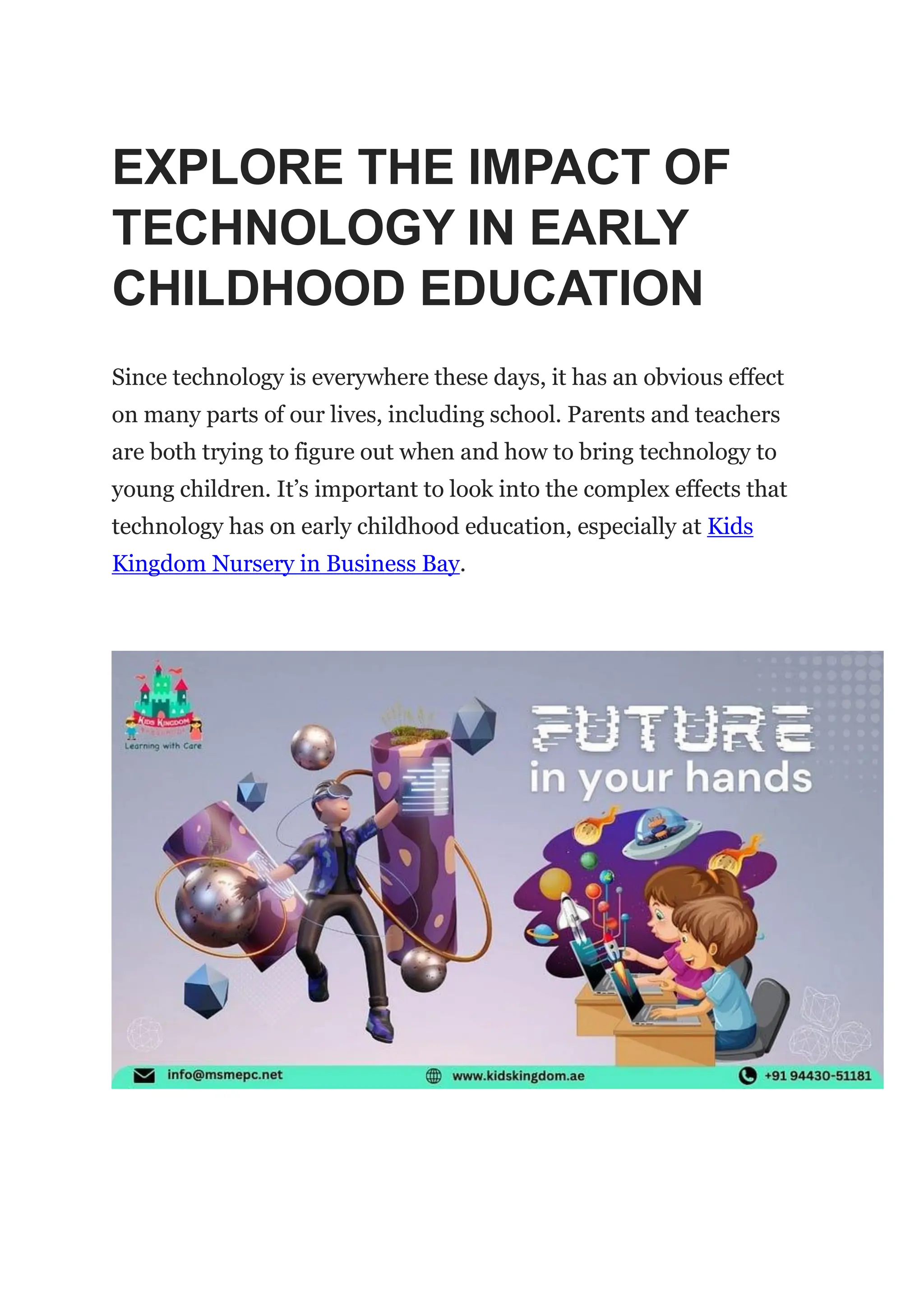 Explore The Impact Of Technology In Early Childhood Education | PDF