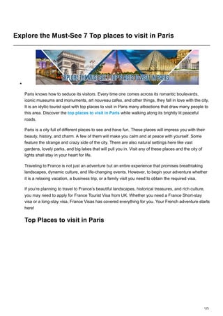Explore the Must-See 7 Top places to visit in Paris.pdf