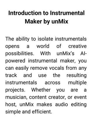 Explore the Power of Instrumental Maker: Use Cases for Every Creator | PDF
