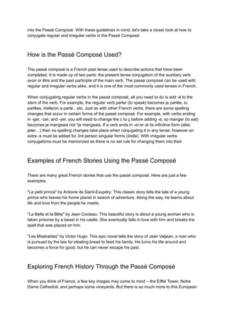 Explore the Rich History of France Through the Passé Composé.pdf ...