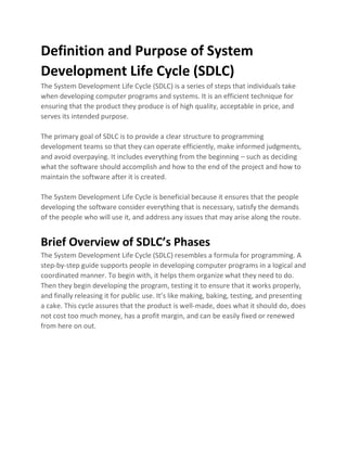Explore the System Development Life Cycle and Phases | PDF