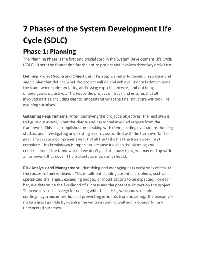 Explore the System Development Life Cycle and Phases | PDF
