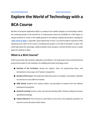 Explore the World of Technology with a BCA Course.docx