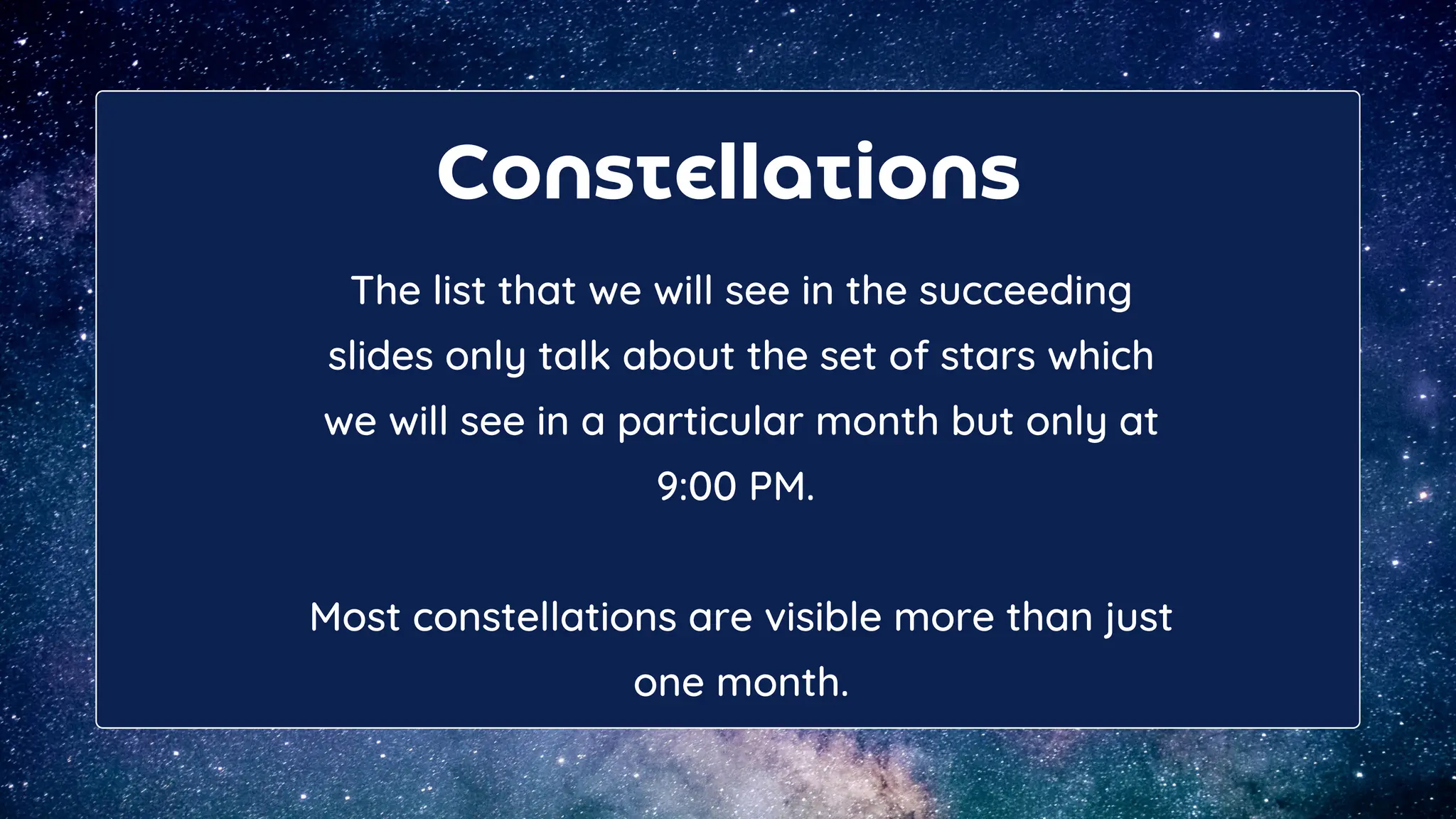 Exploring-outer-space. Showing which constellation may be bserved at ...