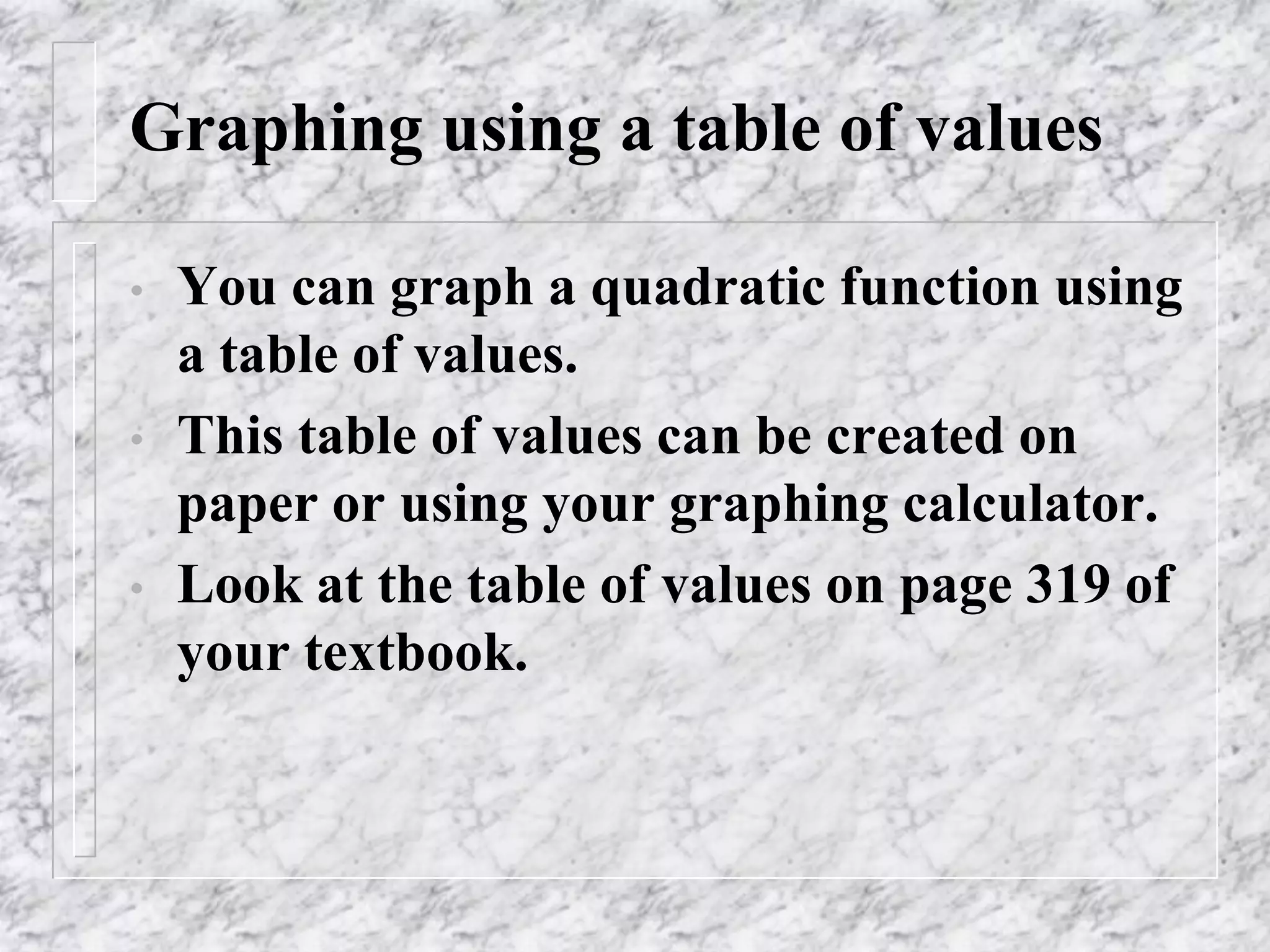 Exploring Quadratic Functions Ppt