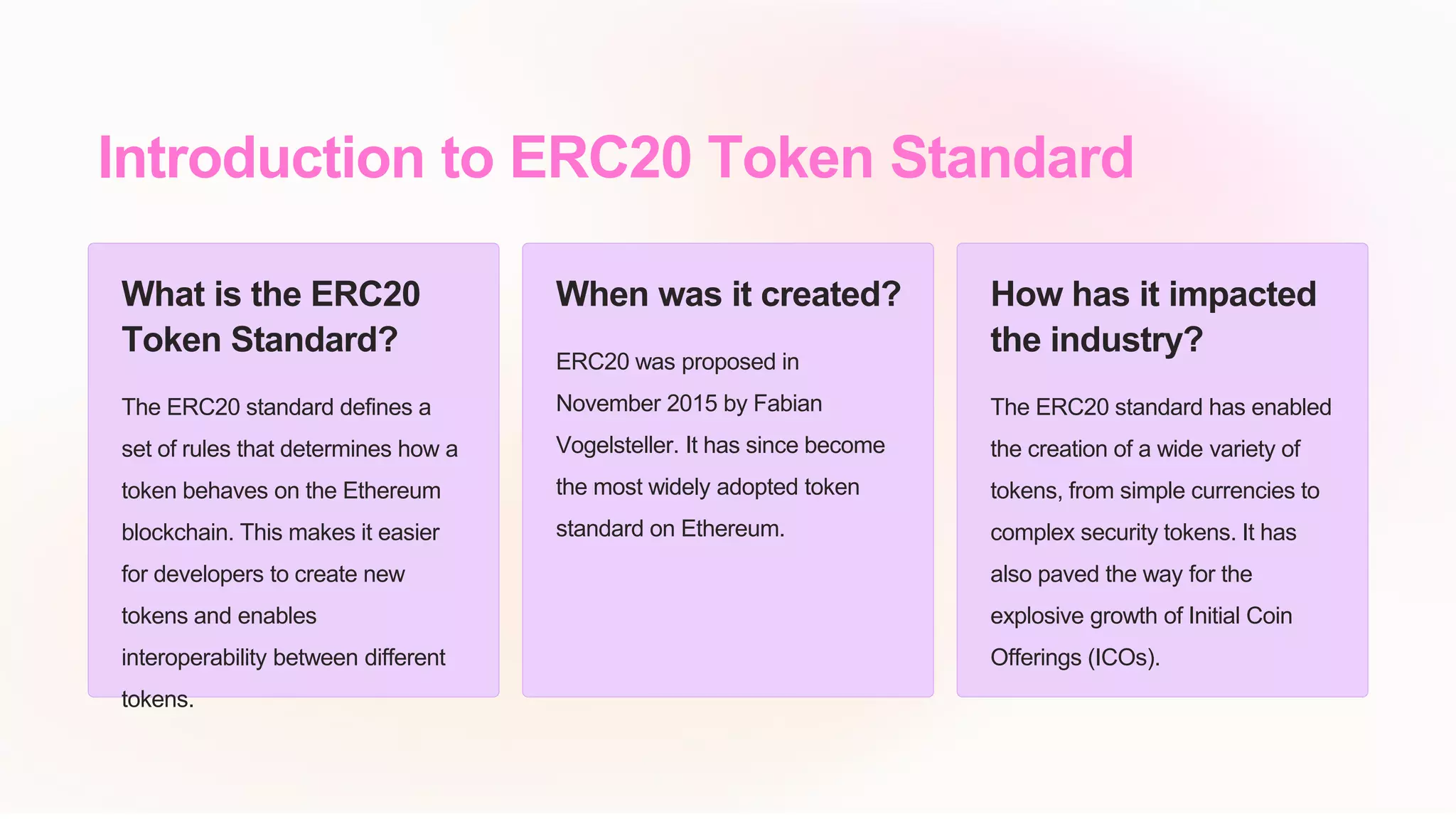 Exploring the ERC20 Token Standard for Ethereum Blockchain | PPTX | Internet | Computing