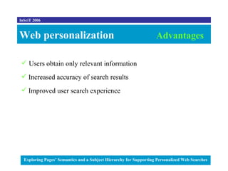 Exploring Web Pages' Semantics and a Subject Hierarchy for Supporting Personalized Web Searches ...