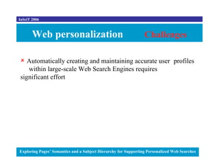 Exploring Web Pages' Semantics and a Subject Hierarchy for Supporting Personalized Web Searches ...
