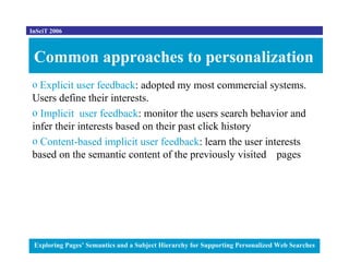 Exploring Web Pages' Semantics and a Subject Hierarchy for Supporting Personalized Web Searches ...