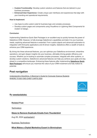 Exploring Advanced Features After Implementing Salesforce Quick Start Packages.pdf | Free Download