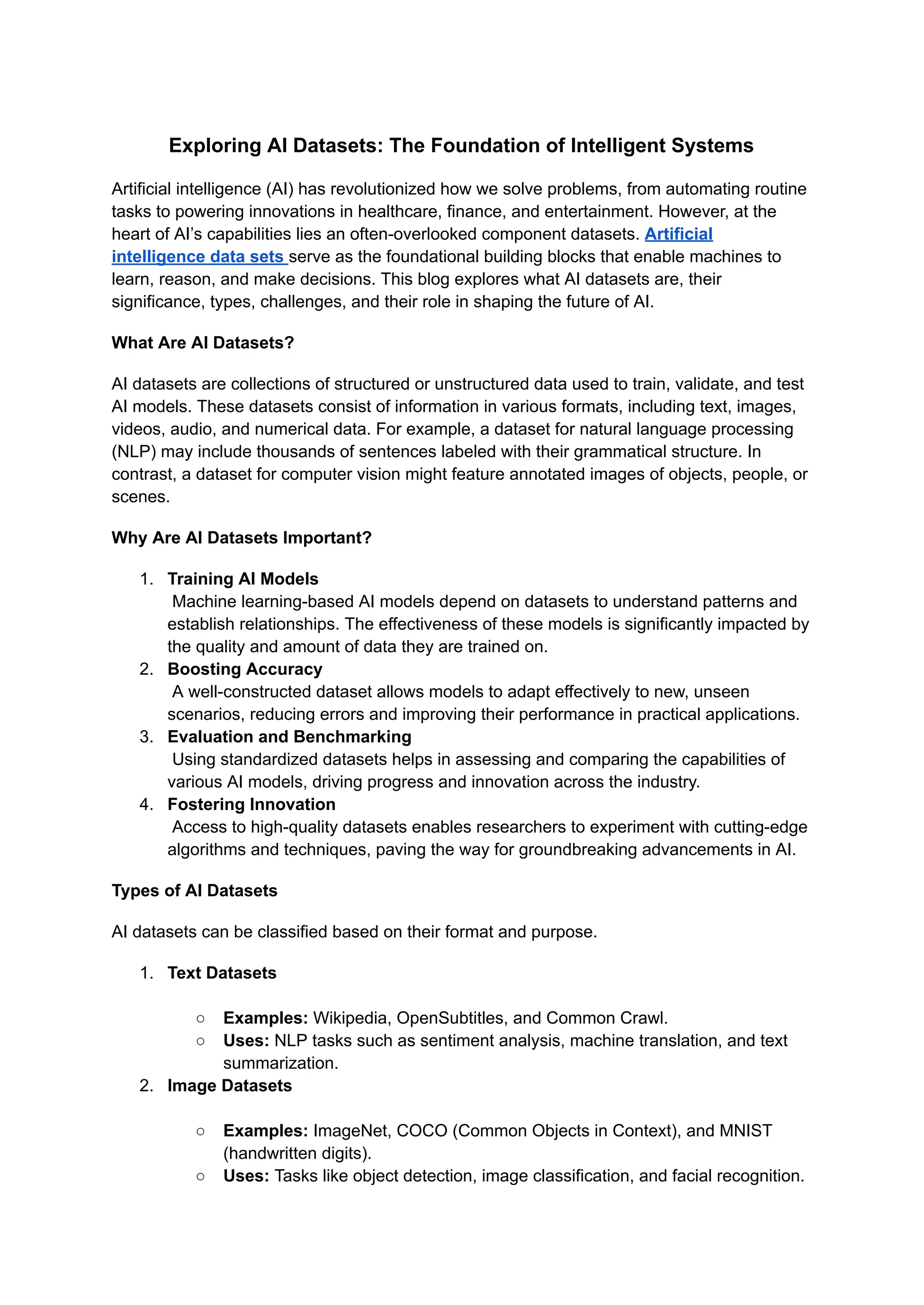 Exploring AI Datasets_ The Foundation of Intelligent Systems.pdf