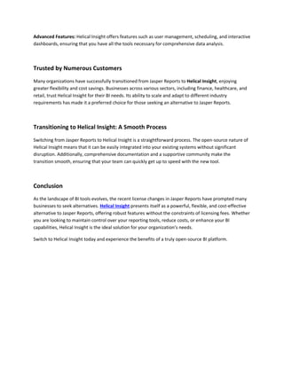 Exploring Alternative to Jasper Report Choose Helical Insight Your Next ...