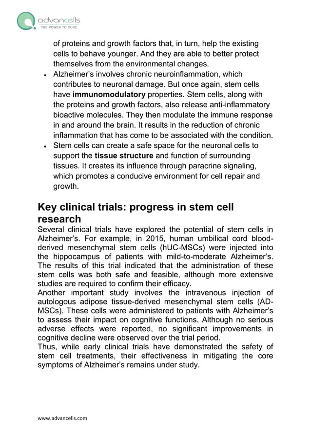 Exploring Alzheimer’s Stem Cell Treatment: A New Frontier for Patients ...