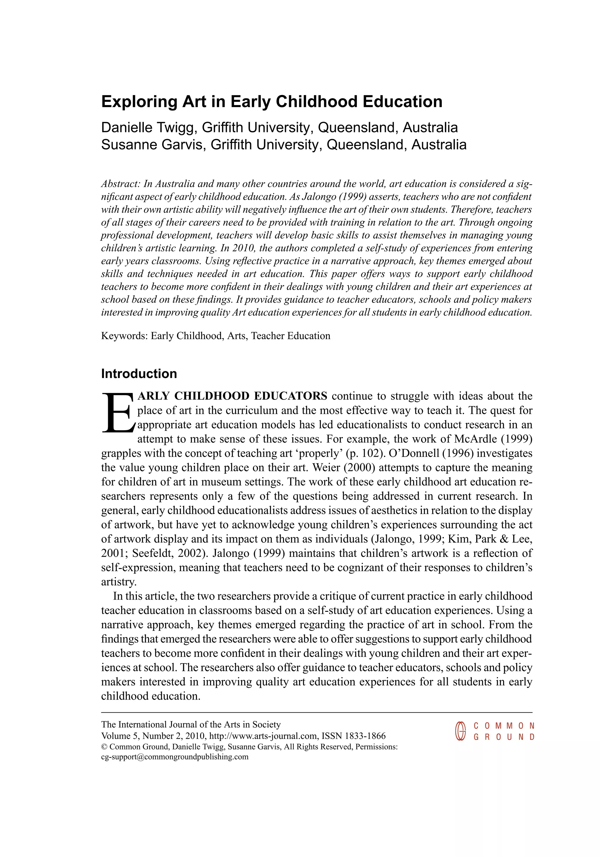 Exploring art in early childhood education | PDF