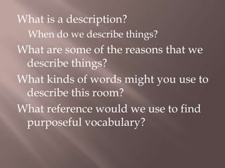 Exploring Art Through Descriptive Writing | PPT